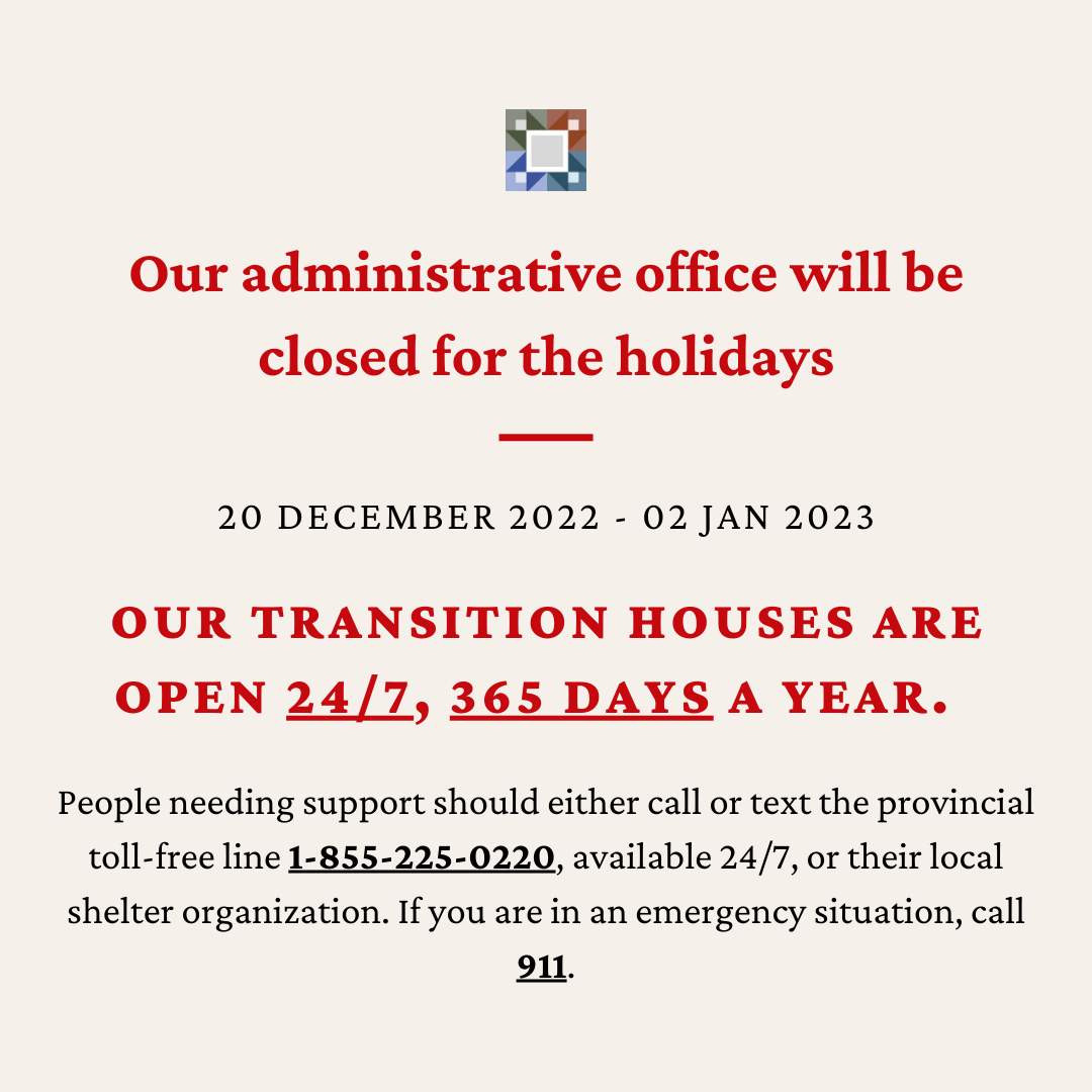 THANS Administrative Office Holiday Hours - Transition House ...